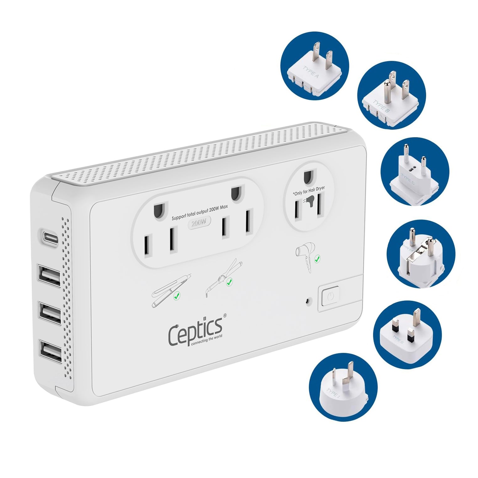Travel Voltage Converters & 13.8 Power Suppliers | Ceptics