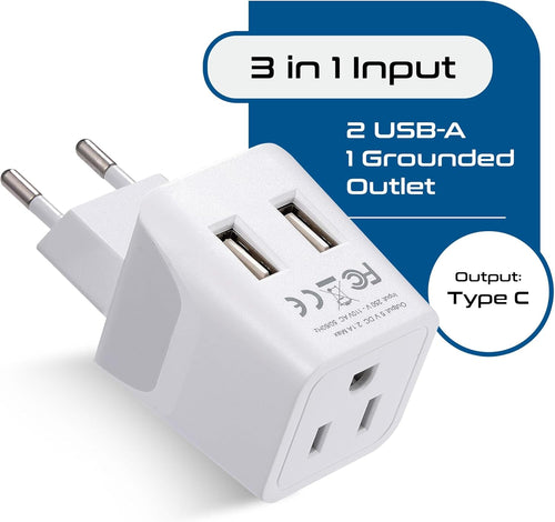 Switzerland Travel Adapter Plug Combo - Type J, C | Dual USB – Swiss C