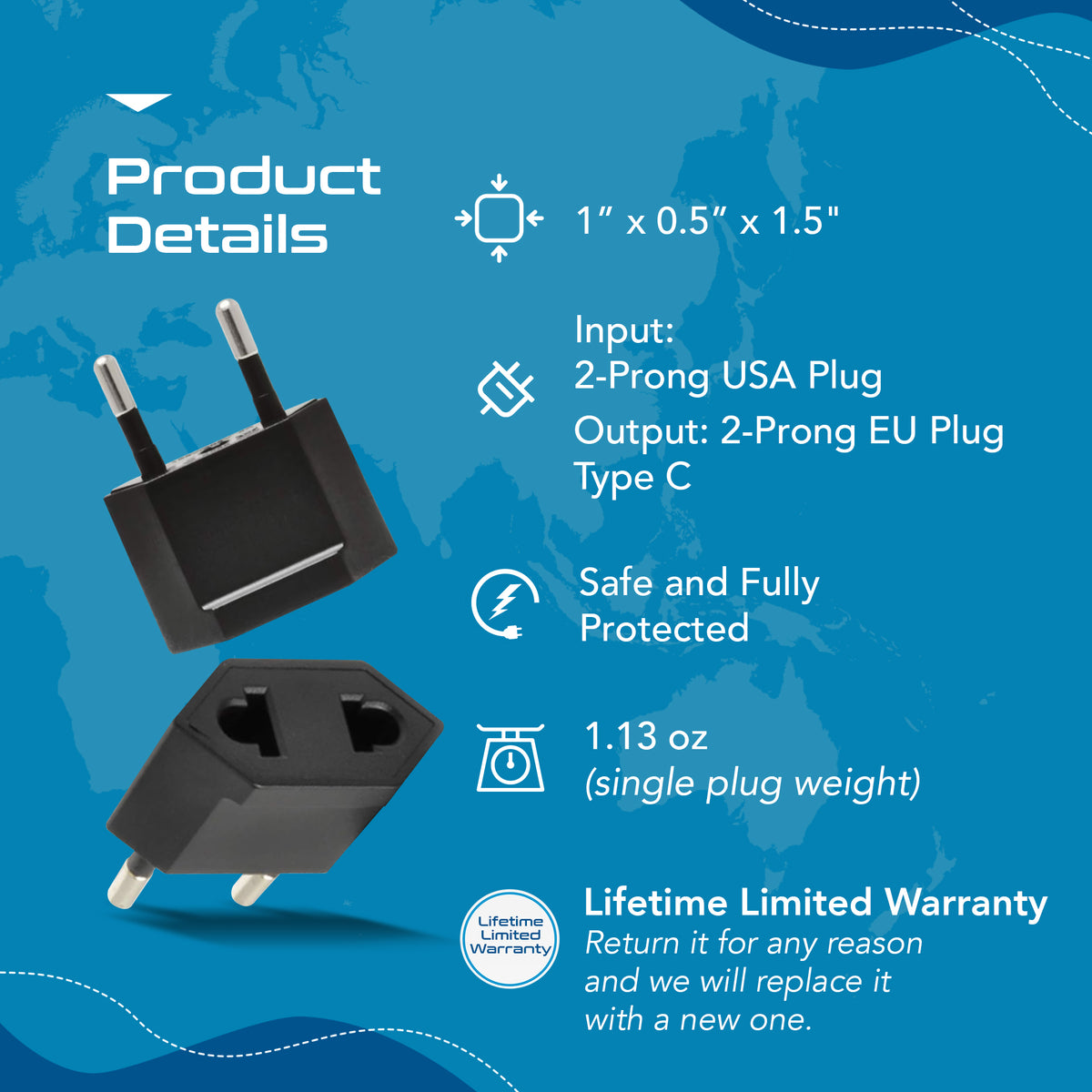 USA to Europe, China, & Australia Plug Adapter Kit | Ceptics