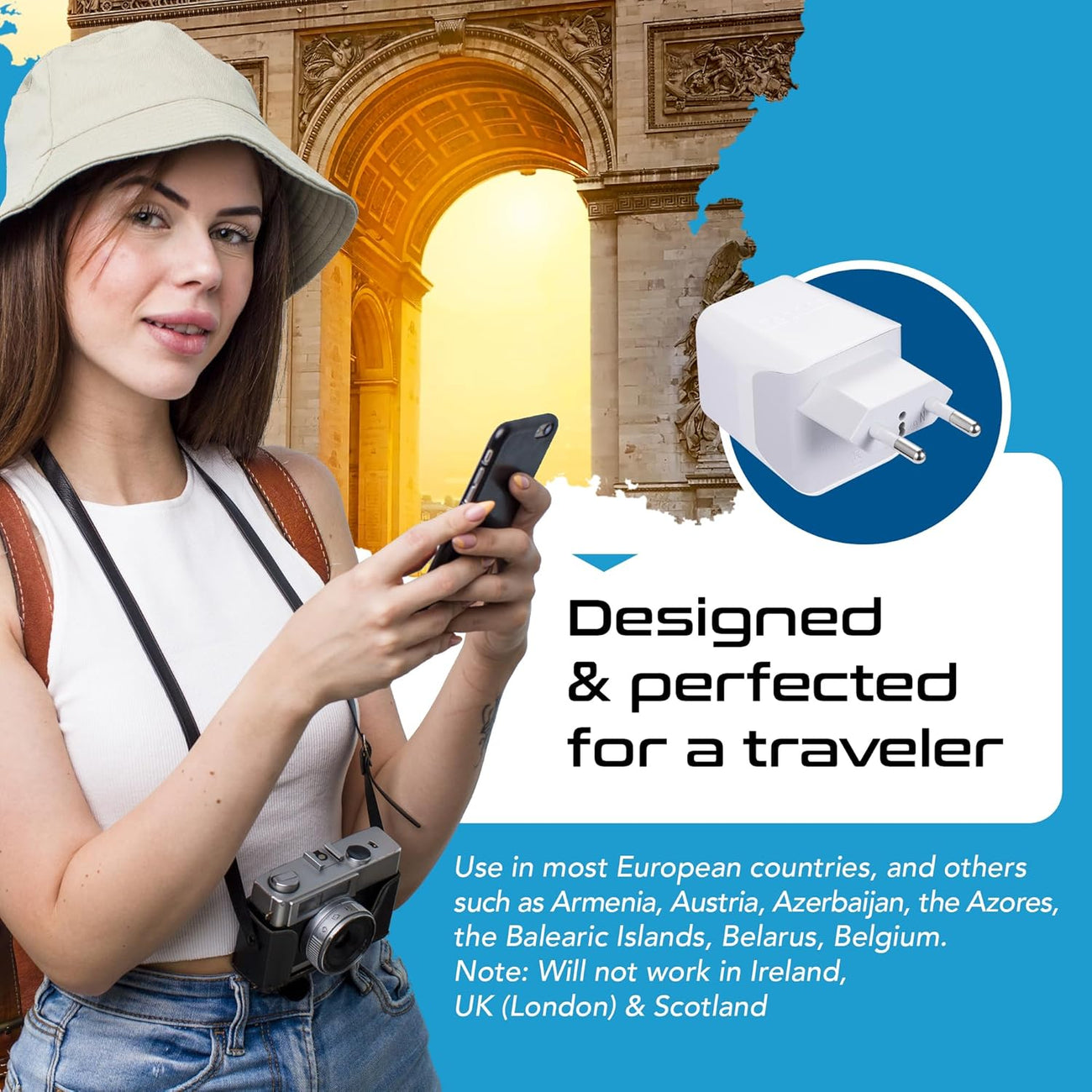 Switzerland Travel Adapter Plug Combo - Type J, C | Dual USB – Swiss C