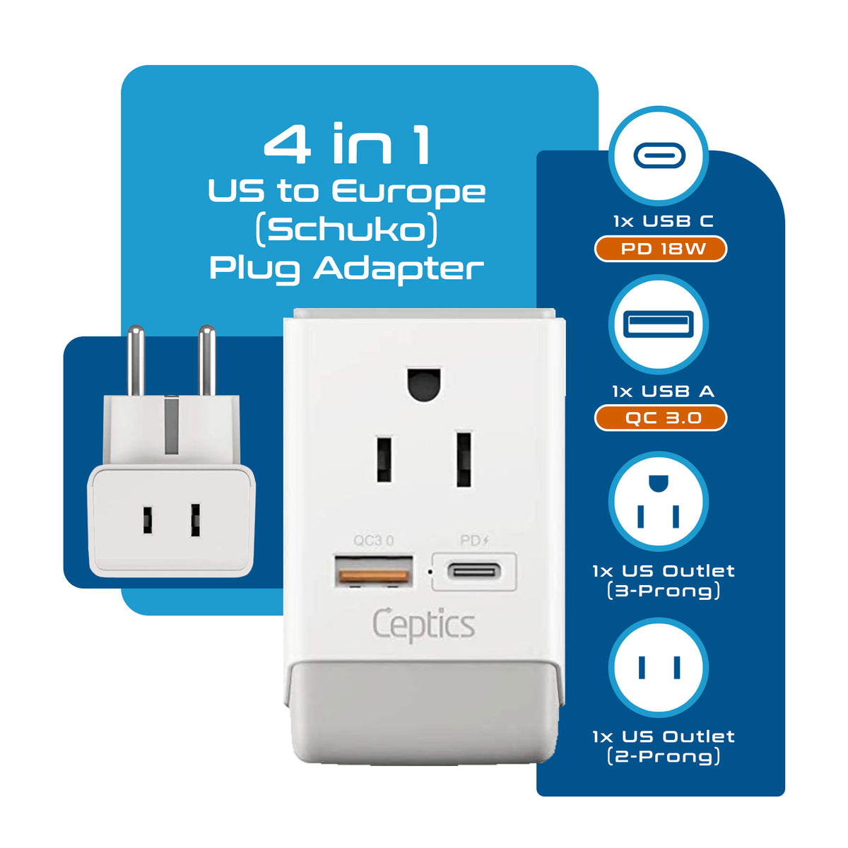 Shop European Plug Adapter | Type E/F | Ceptics