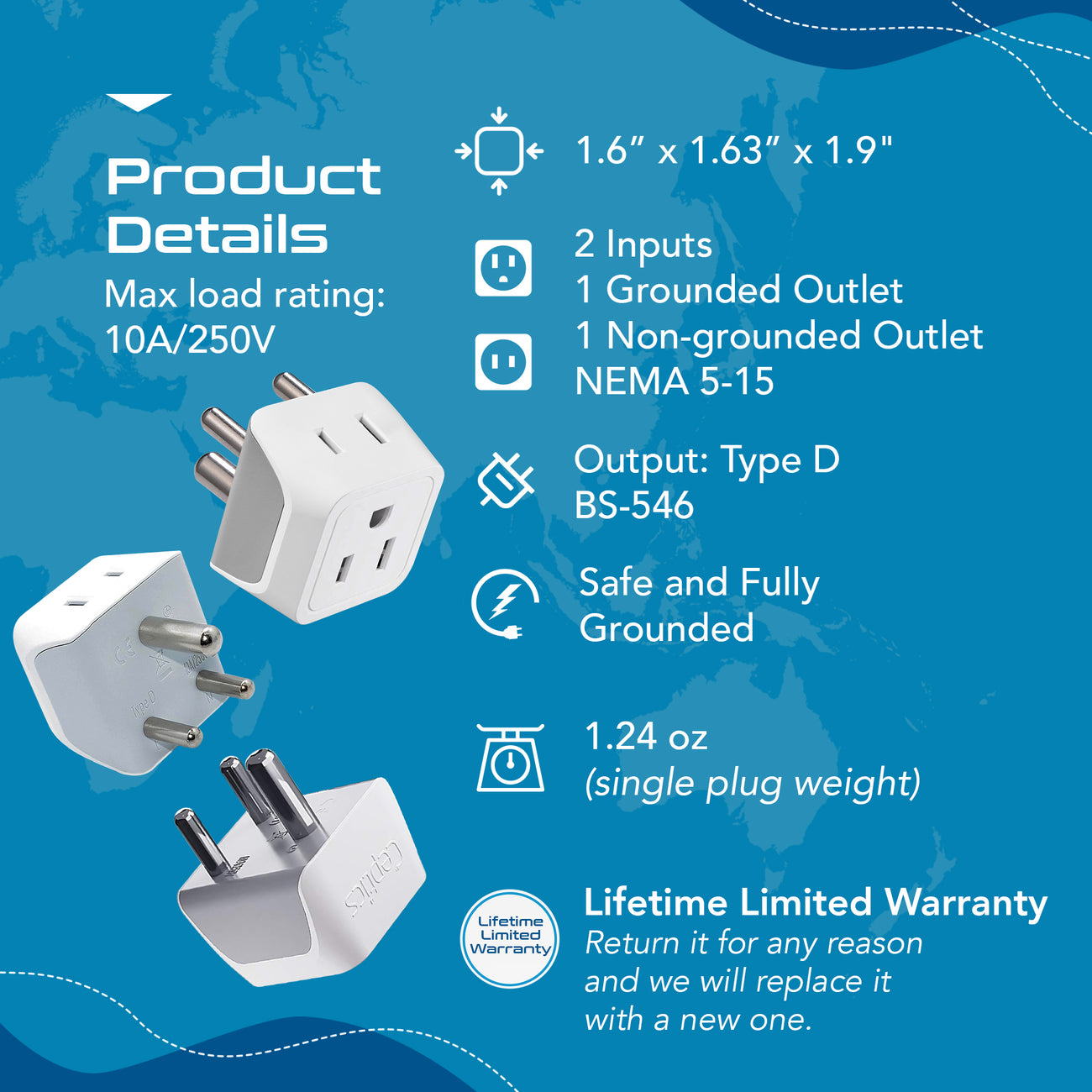Shop Plug Adapter for India, Nepal, & More | US to India Converter Plug ...