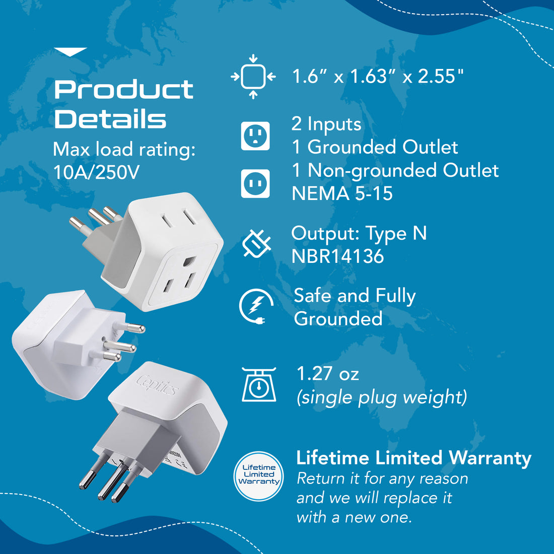 Shoo Brazil Plug Adapter | Type N Compact Power Adapter | Ceptics