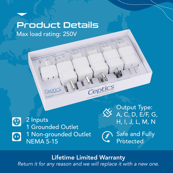 Shop World travel adapter kit | Grounded Plug Adapters – Ceptics