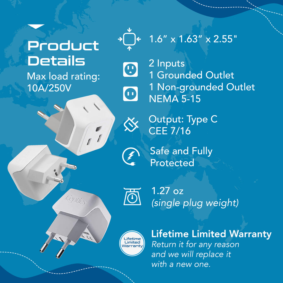 Shop European Plug Adapter Type C | Compact Power Adapter | Ceptics