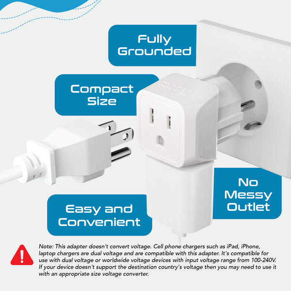 Shop European (Schuko) Plug Adapter - Type E/F - Ultra Compact (CT-9, 3 ...