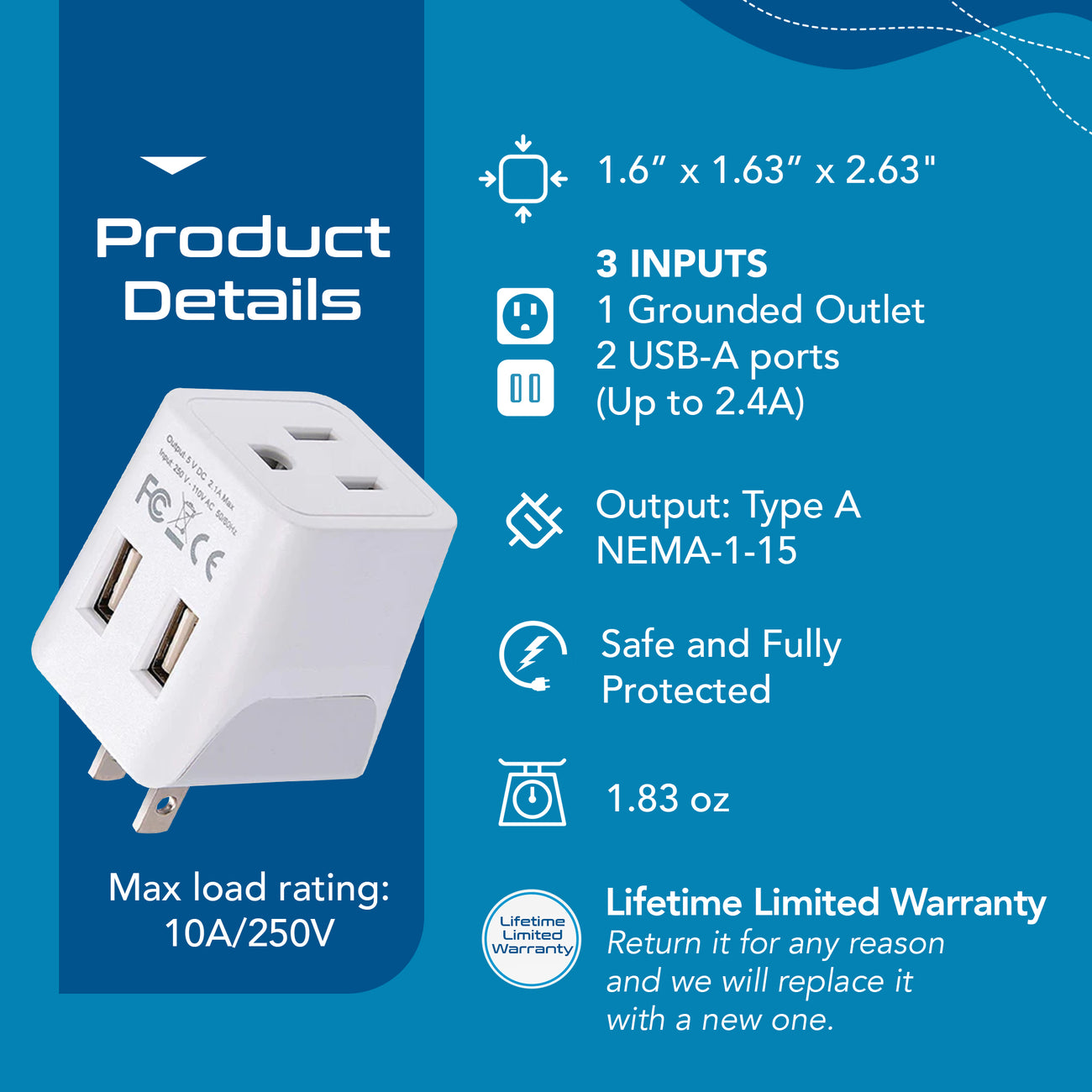 Shop Japanese Plug Adaptor | Dual USB Type A | Ceptics
