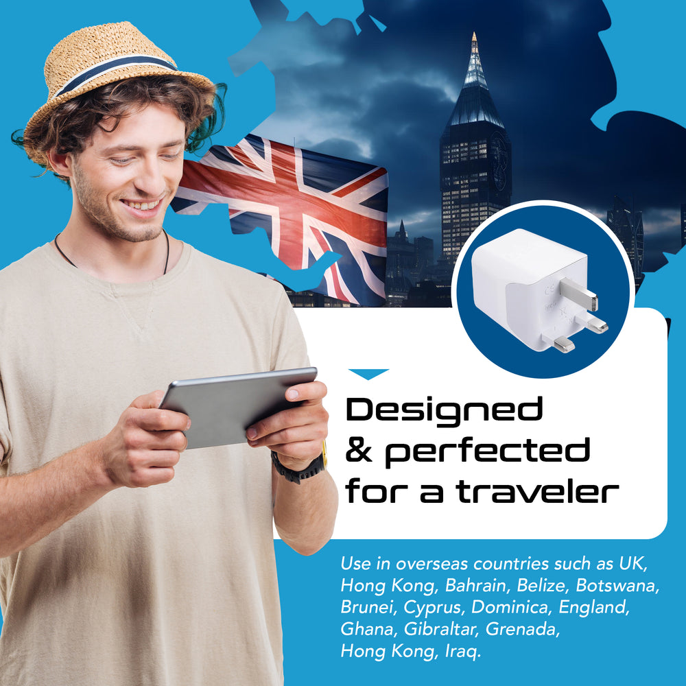 Shop UK Plug Adapter | Dual USB Type G Plug | Ceptics