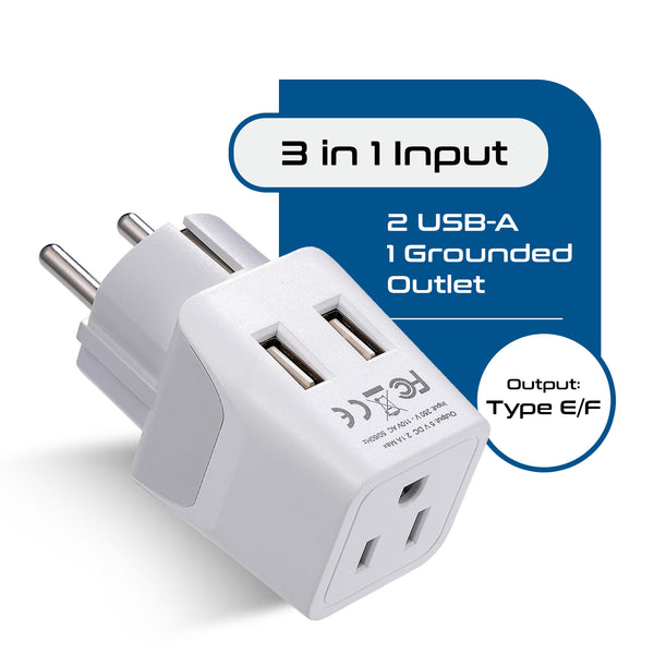 Shop European Plug Adapter | Dual USB | Type E/F | Ceptics