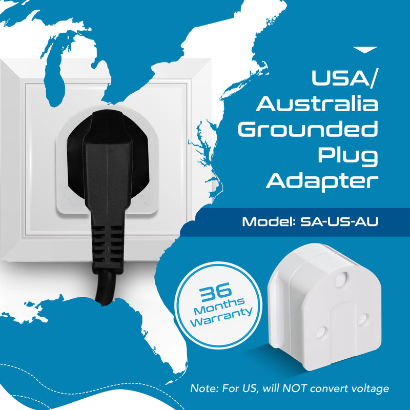 South Africa to US & Australia Adapter | Type M 3 Prong Plug Adapter