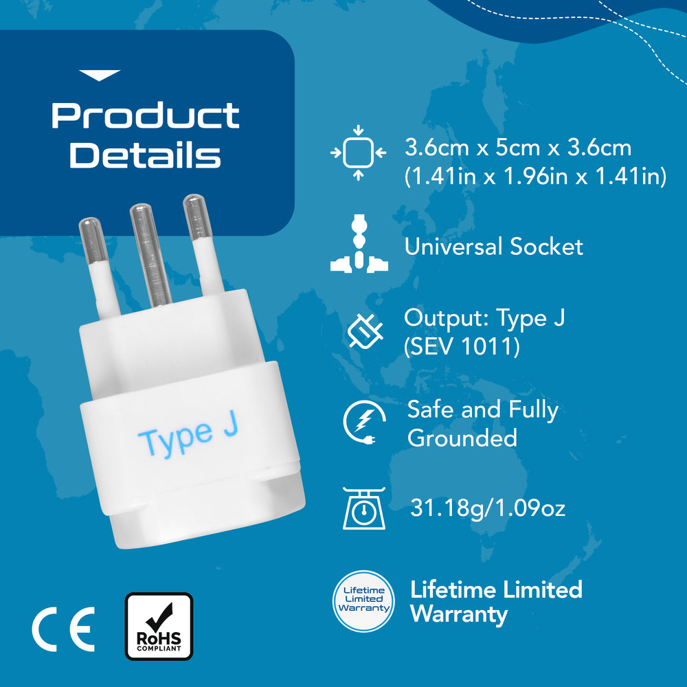 Shop Plug Adapter for Switzerland | Type J | Ceptics