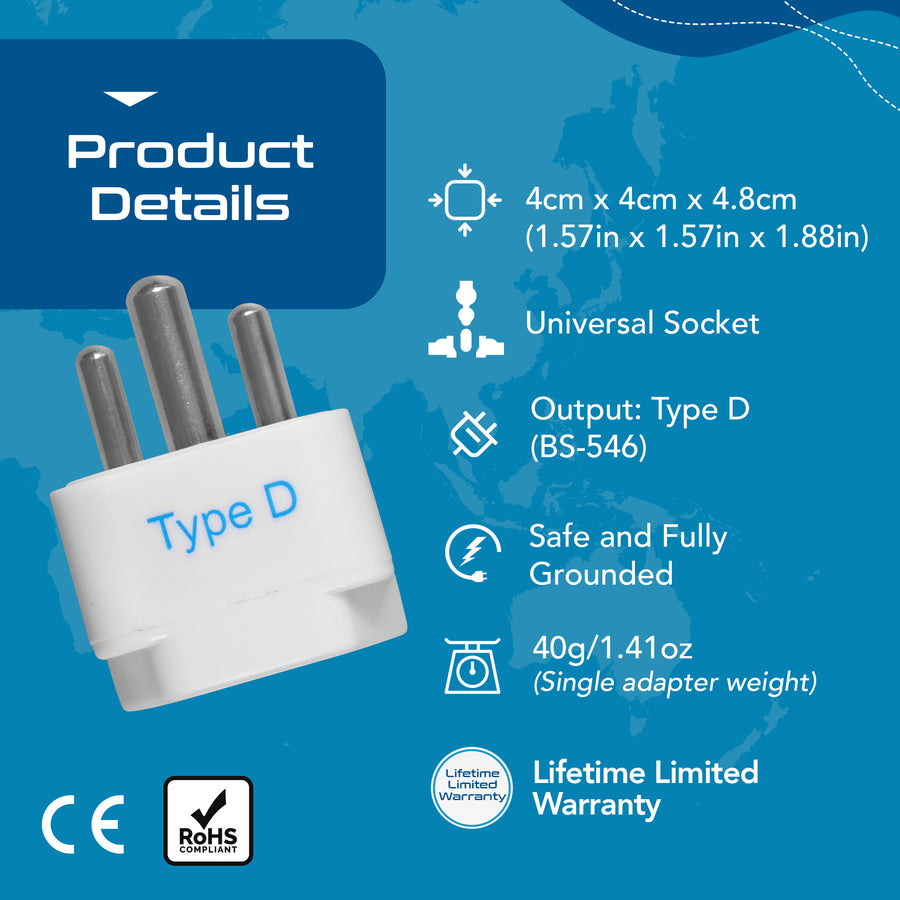 Shop US to India Converter Plug | Type D | Ceptics