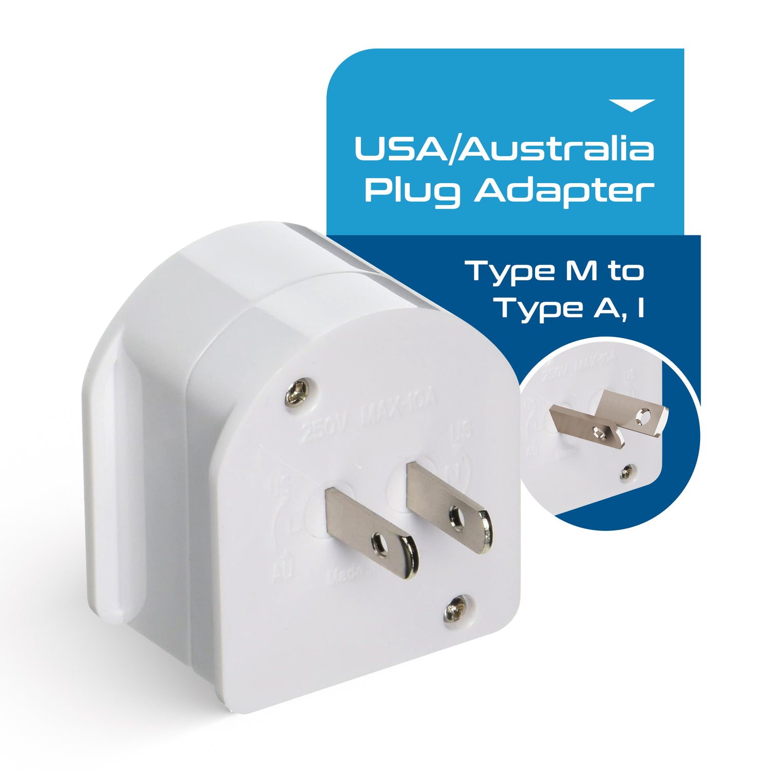South Africa to US & Australia Adapter | Type M 3 Prong Plug Adapter