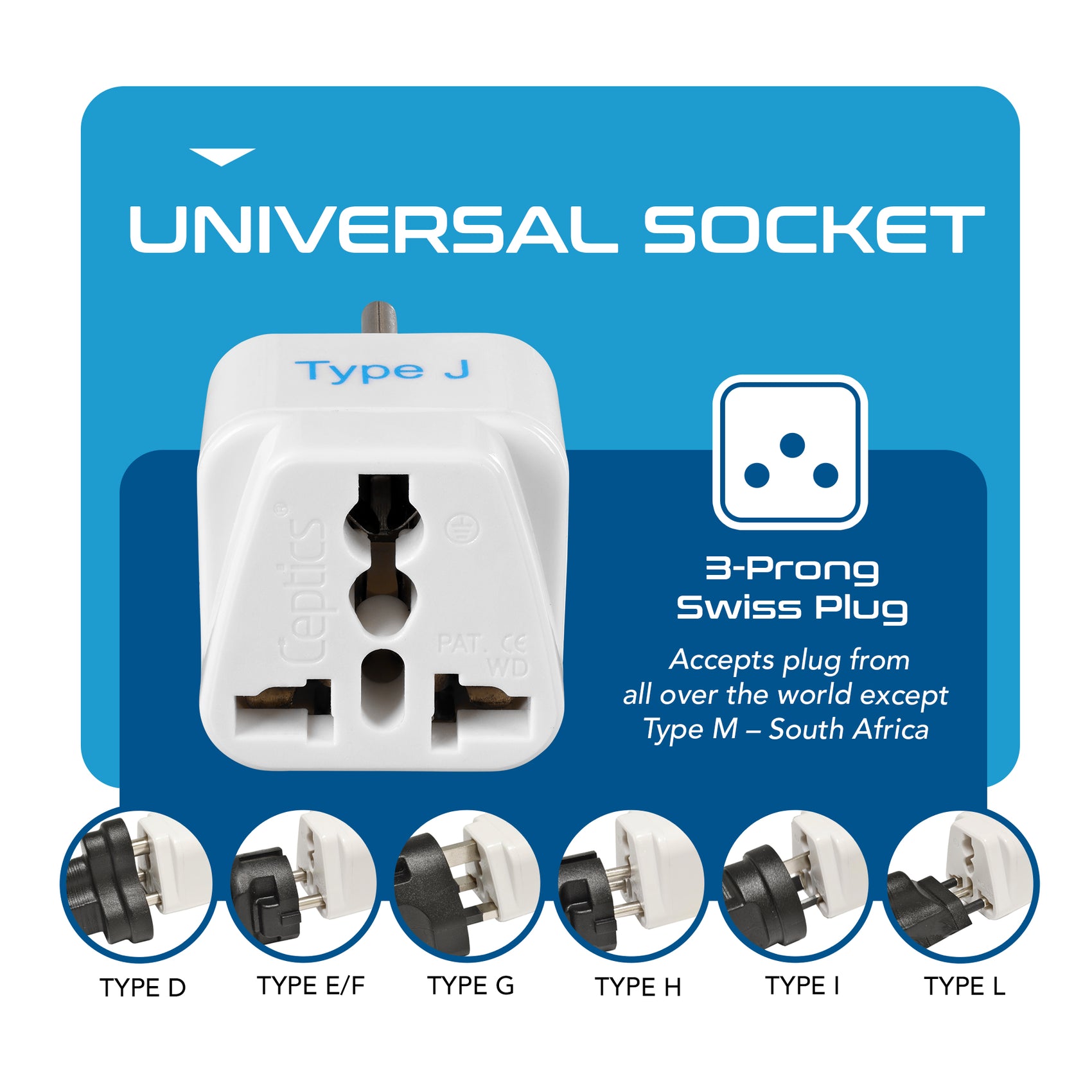 Shop Plug Adapter for Switzerland | Type J | Ceptics