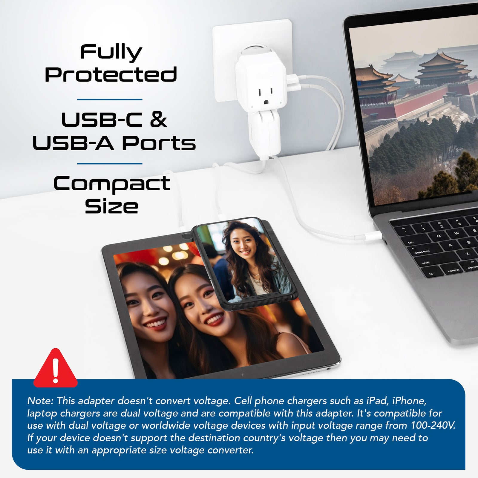 Asian, China, Malaysia Travel Adapter Set | Type C, G, I - USB & USB-C