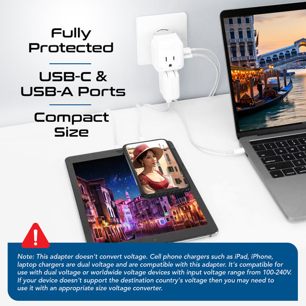 PAK-IT Italy, Chile Travel Adapter Set | Type C, L - USB & USB-C Ports ...