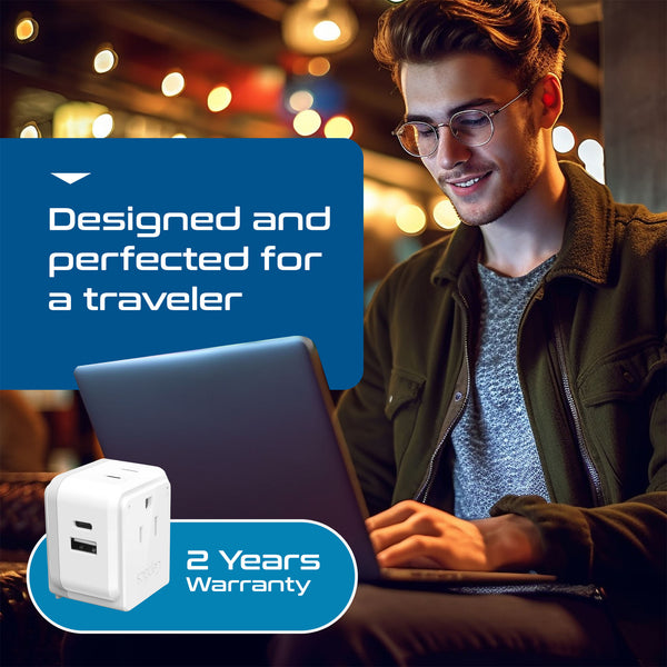 PAK-WS Travel Adapter Set | Type A, B, C, E/F, G, I - USB & USB-C Port ...