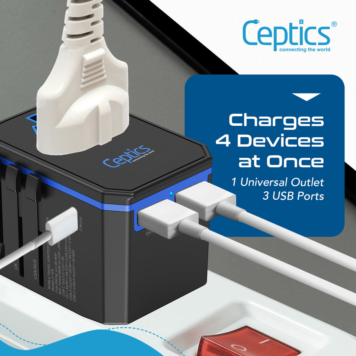 All-In-One Adapter Plug | International Dual USB Port Adapter