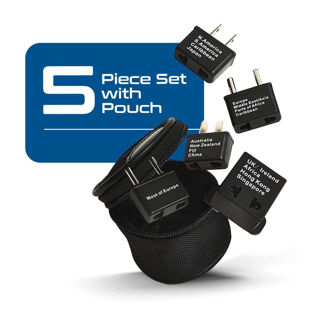 Worldwide Travel Adapter Plug | International 5pc Set (UP-5S) Ceptics