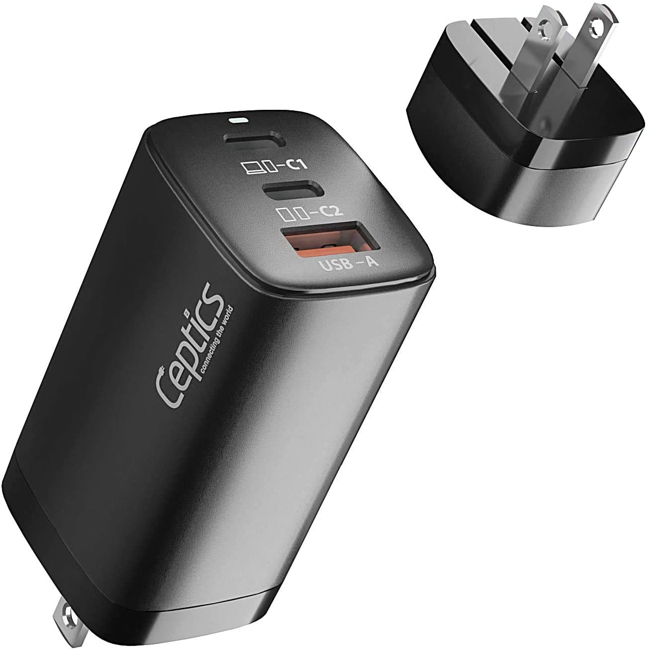 65W USB-C Ultra Compact Charger - Small USB + Dual USB-C - 3 Ports - F