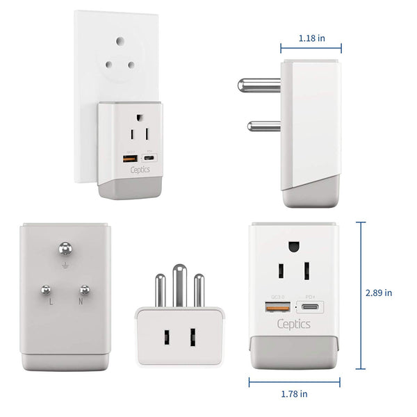 Shop US to India Converter Plug | Dual USB & USB-C | Ceptics