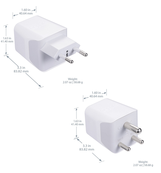 India Travel Adapter Plug Combo - Type C, D | Dual USB - Indian Combo ...