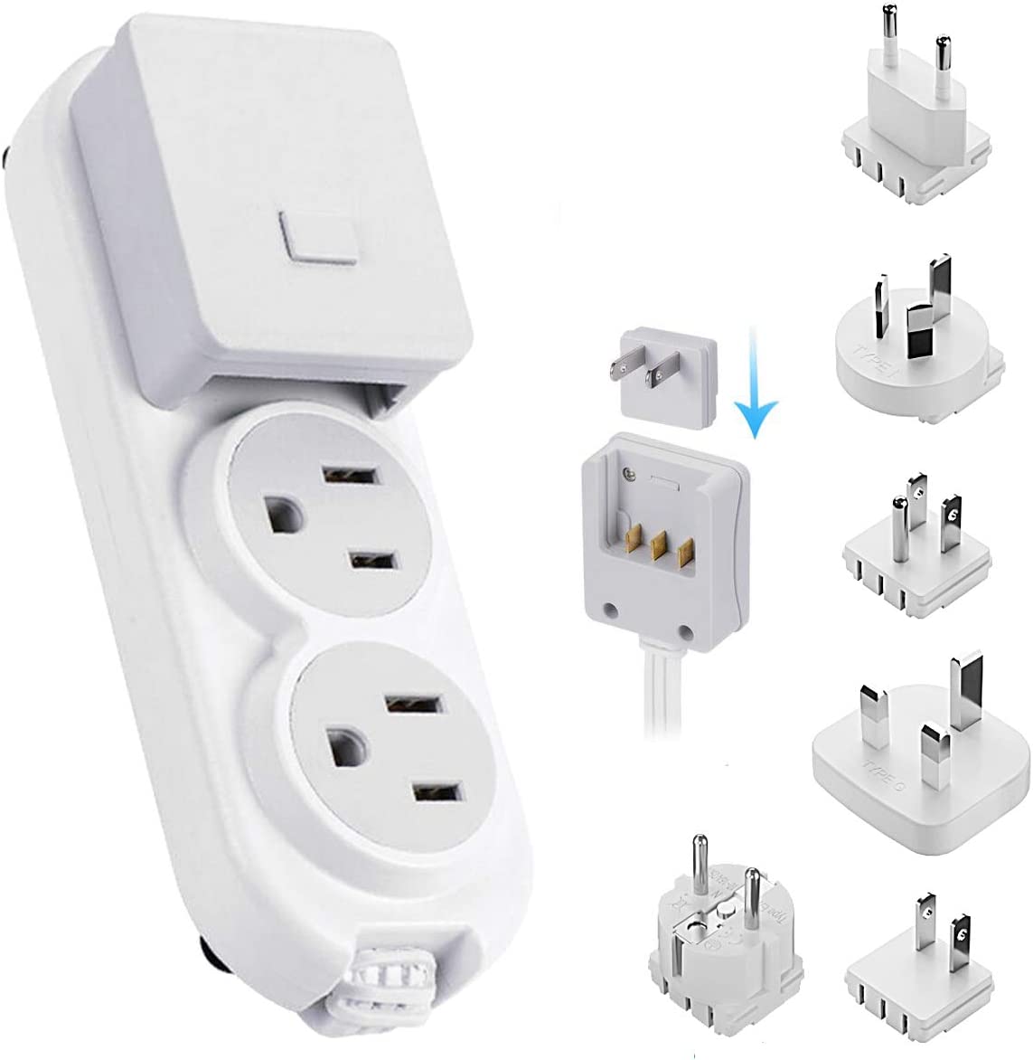 Ceptics International Travel Power Strip | USB Ports | PS-2U+