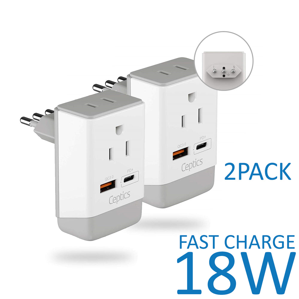 Shop Italy Plug Adapter | Type L | Dual USB & USB-C | Ceptics
