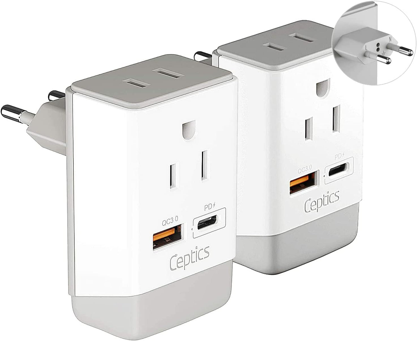 Shop European Plug Adapter | Type C | Dual USB | Ceptics
