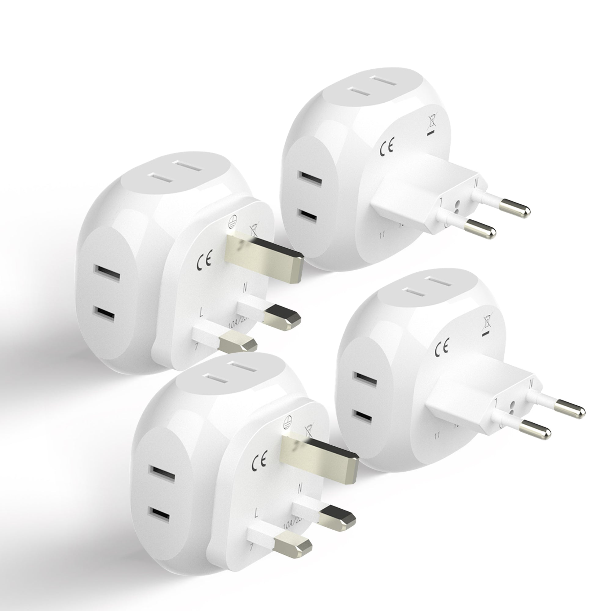 Europe Travel Adapter Set- 4 in 1 - Ultra Compact - Light Weight (PT-9