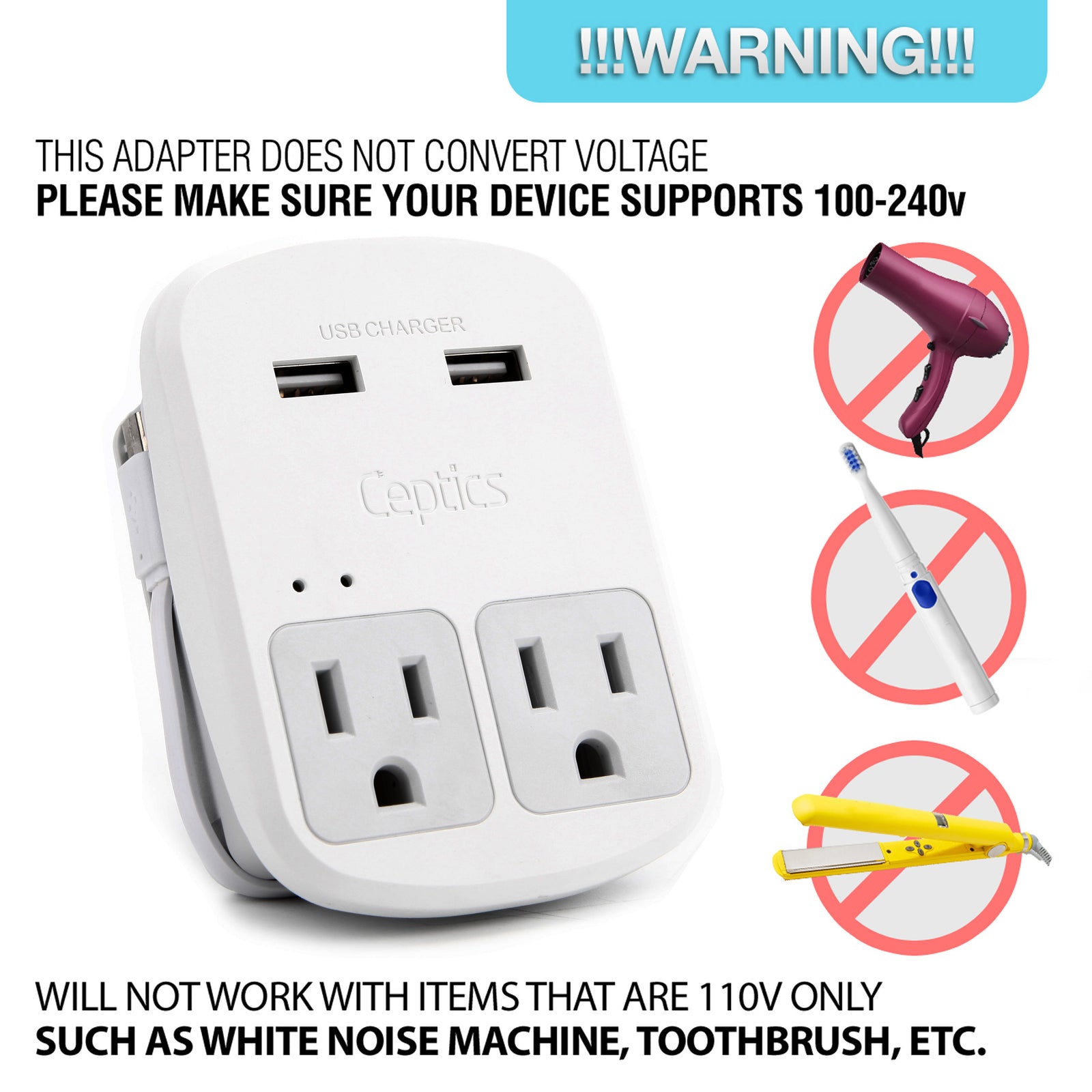 Universal Travel Adapter Kit with USB Ports | Ceptics World-Way