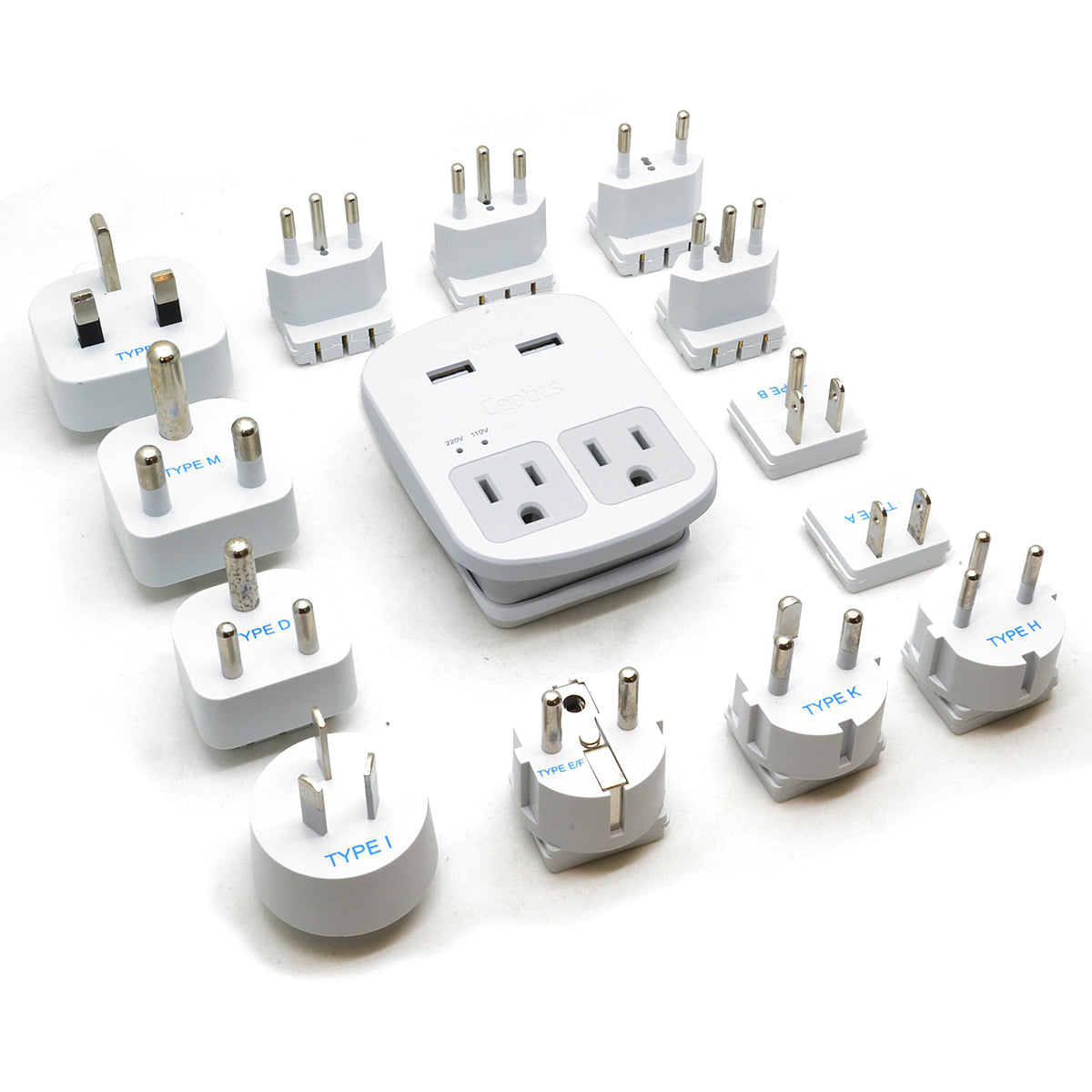 Universal Travel Adapter Kit with USB Ports | Ceptics World-Way